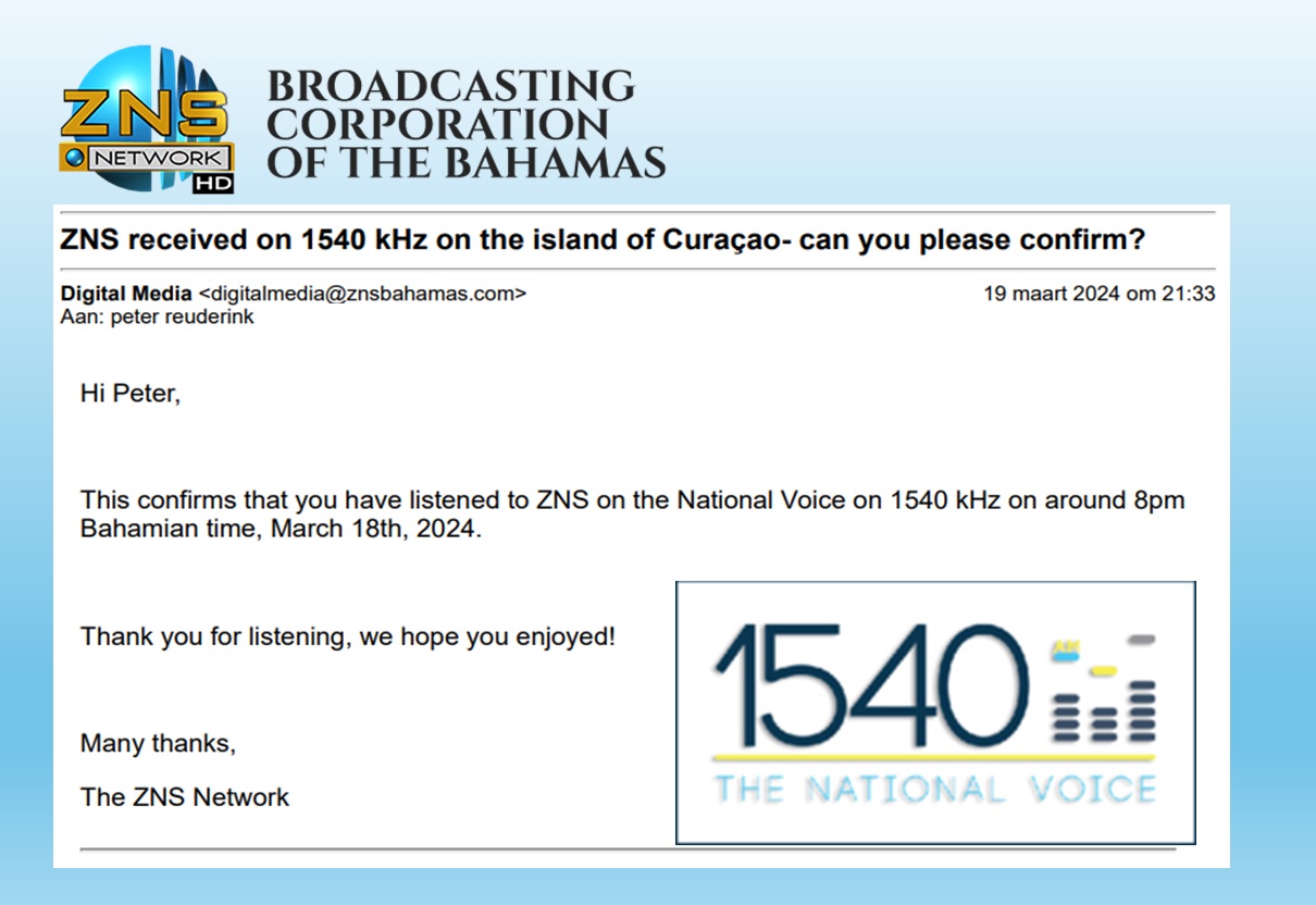 QSL ZNS 1540 Bahamas - Peter's DX Corner